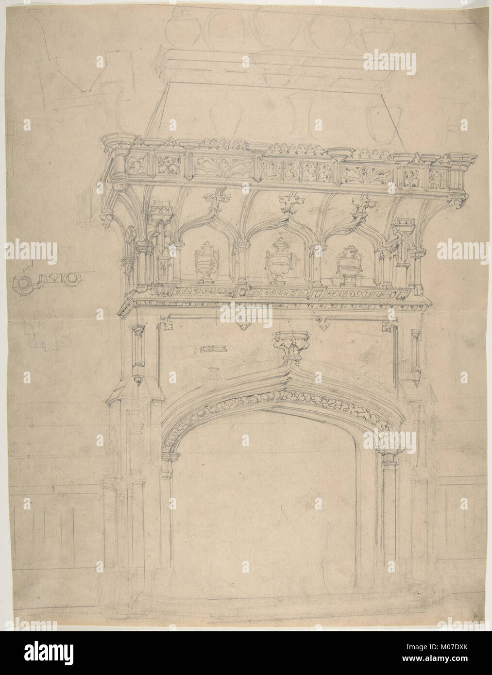 A design for a medieval chimneypiece, part of the MET collection ...