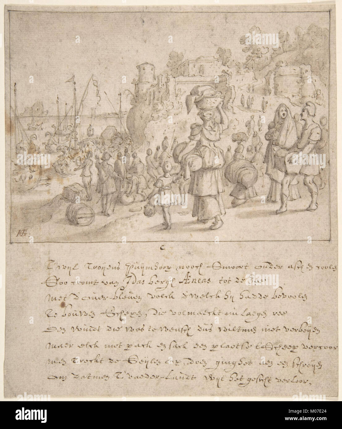 This artwork portrays the scene of leaving Troy, likely inspired by ...