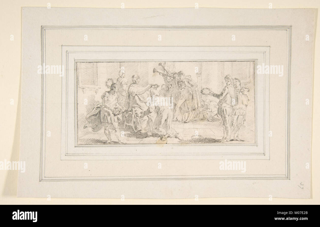 This illustration represents an allegorical scene of coronation ...