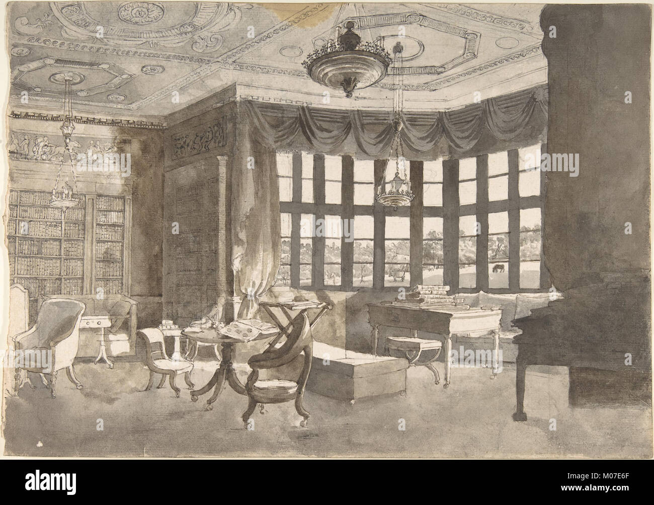 This image depicts the interior of a traditional English country house ...