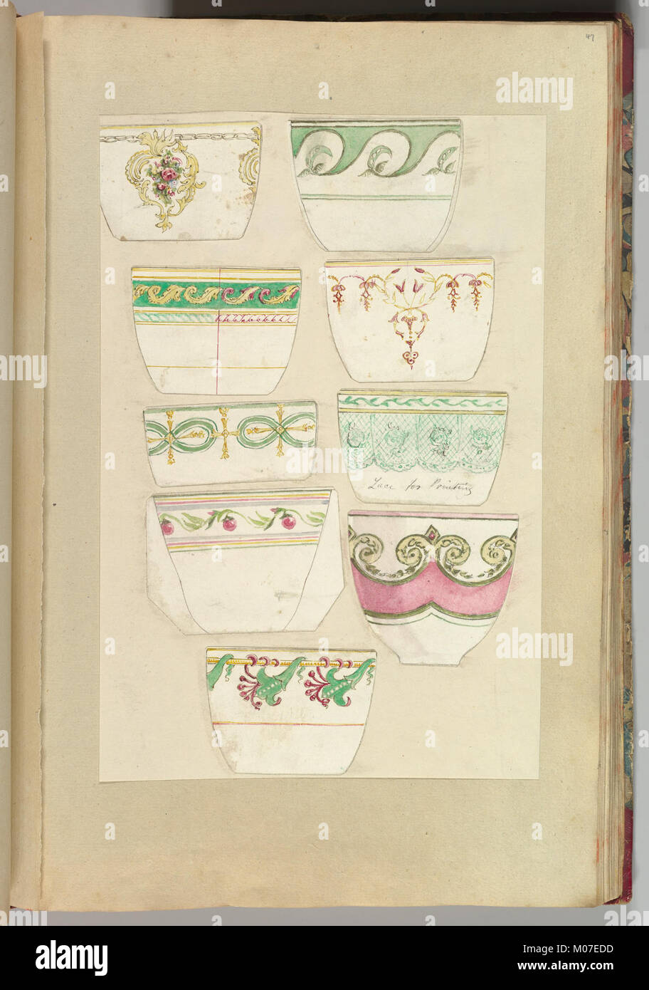 This set of nine designs showcases decorative patterns for cups ...