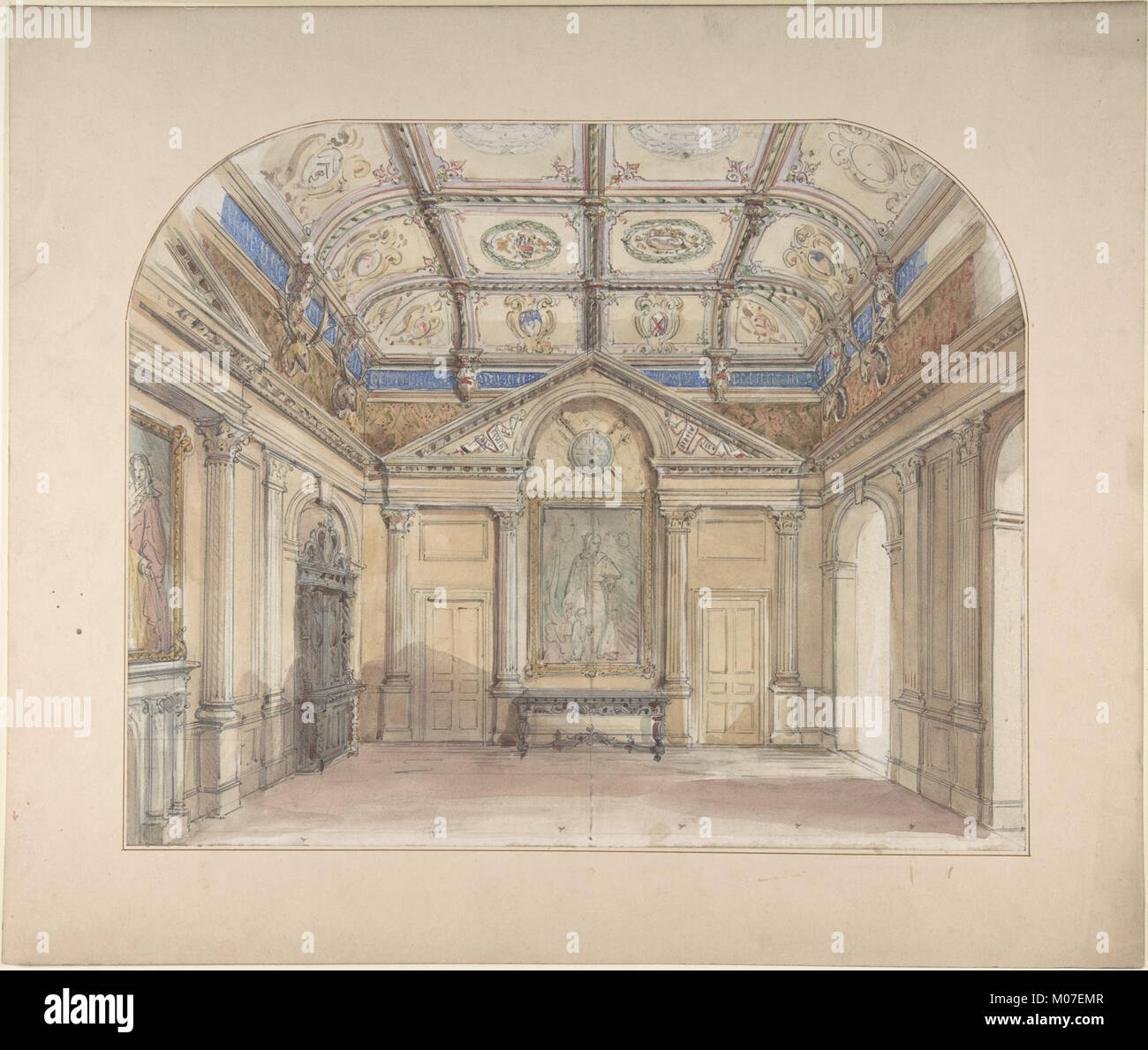This interior features a coffered ceiling and Corinthian columns ...