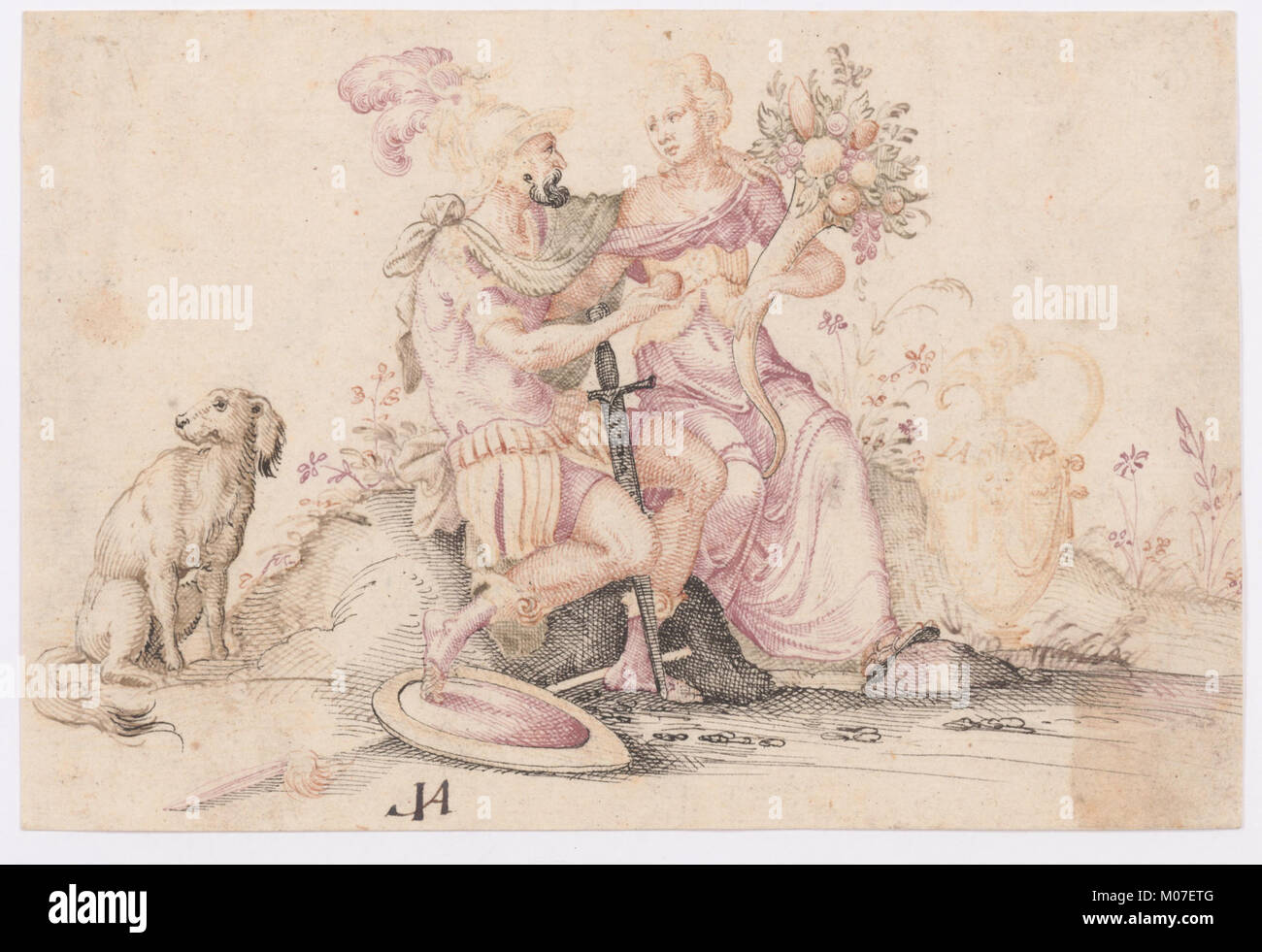 This artwork depicts Mars, the Roman god of war, and Pomona, the ...
