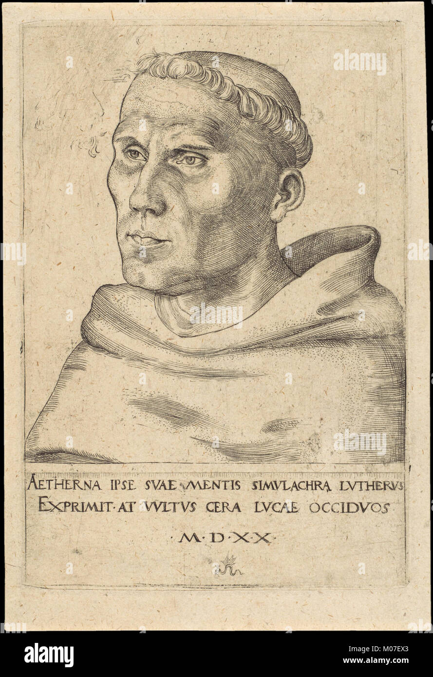 A portrait of Martin Luther depicted as an Augustinian Monk, showcasing ...