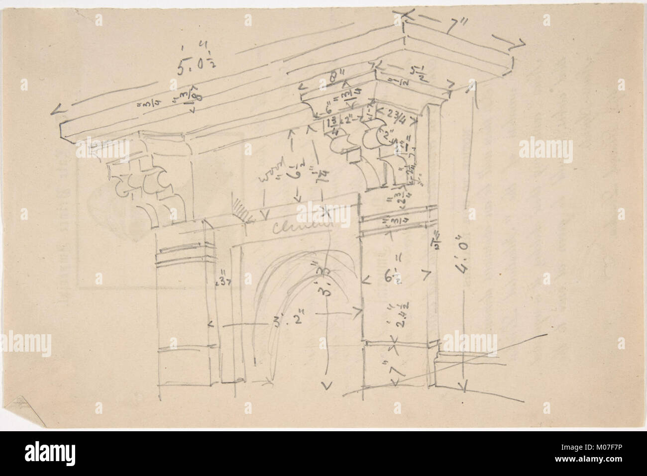 This measured drawing of a cornice showcases the architectural design ...