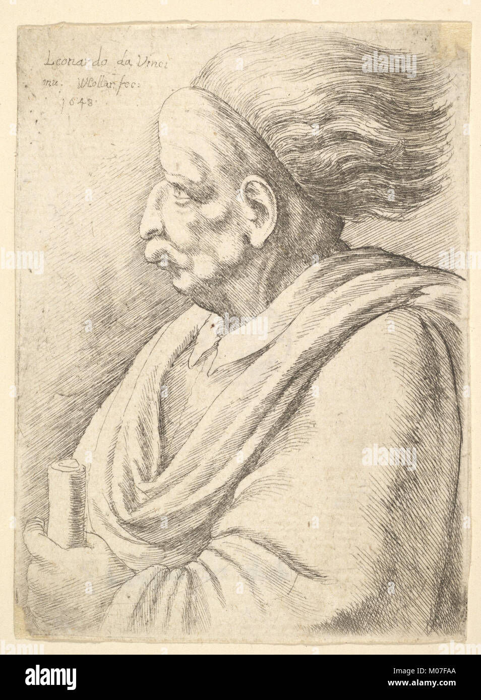 This artwork depicts a man with exaggerated caricatured features and ...