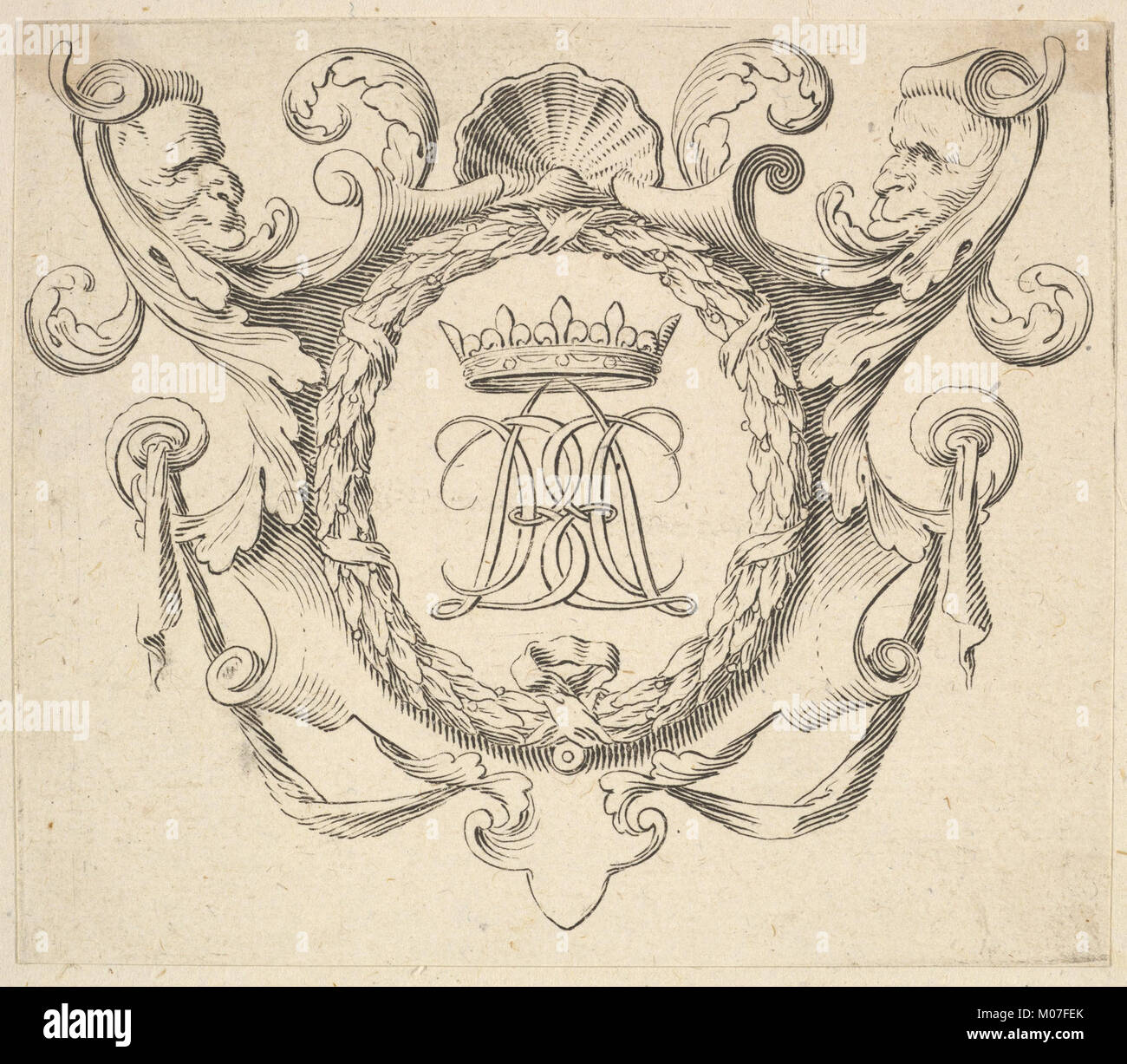 This object features a crowned monogram, a decorative element often ...