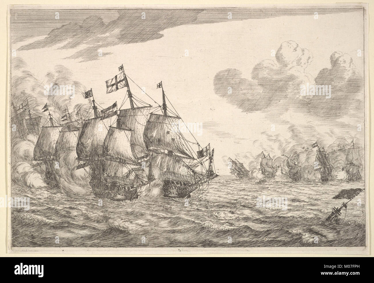 This depiction of a naval battle captures the dramatic action and ...