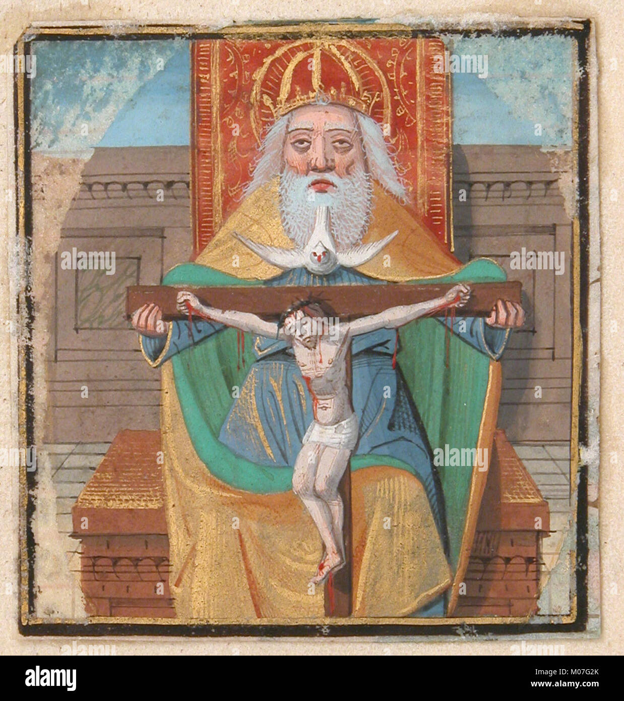 This manuscript illumination features the depiction of the Trinity ...