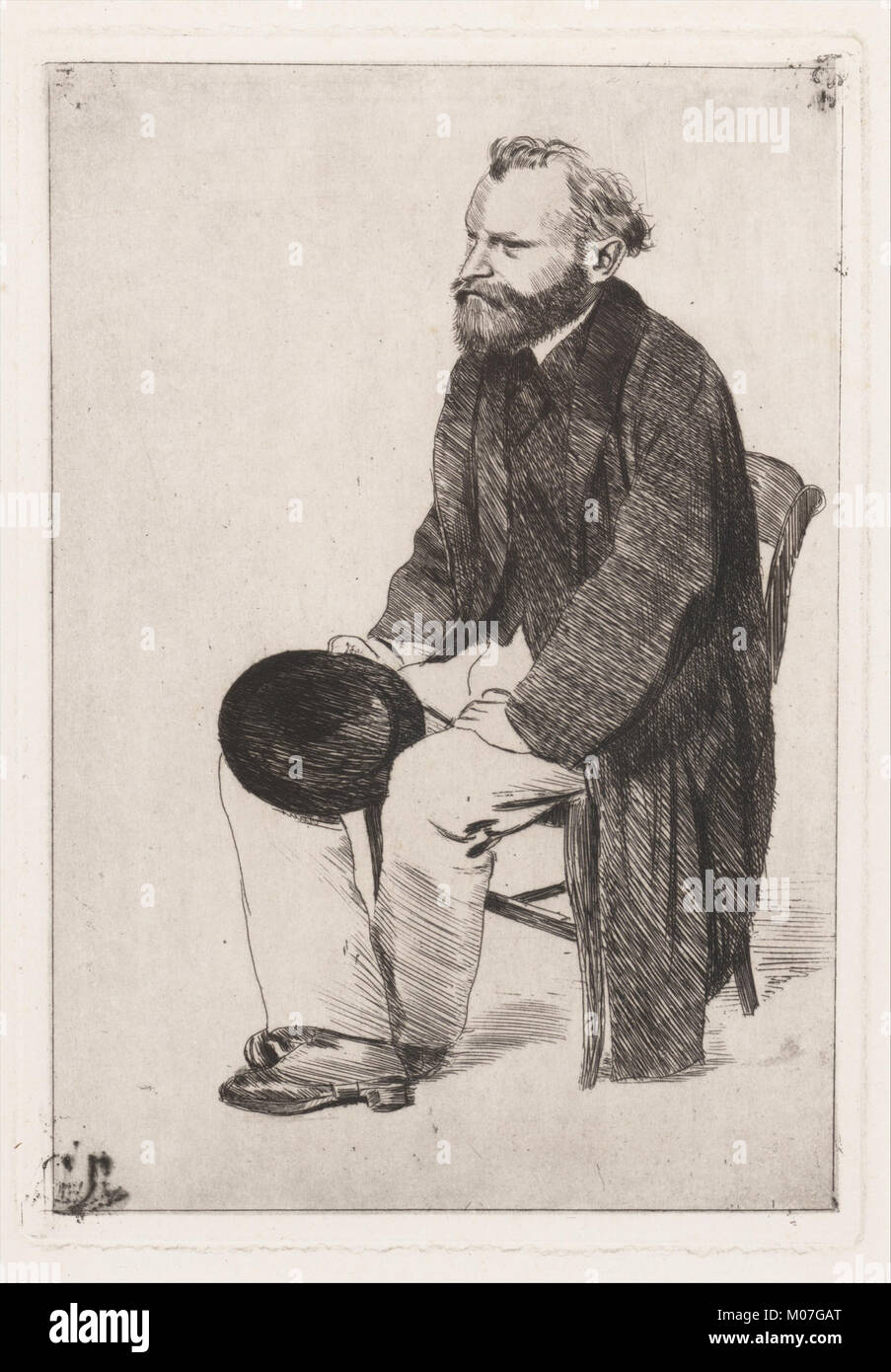 This illustration shows Édouard Manet seated, turned left, emphasizing ...