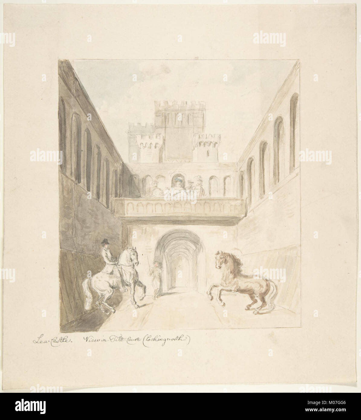 This image of Lea Castle shows a view of the tilt-court, facing north ...