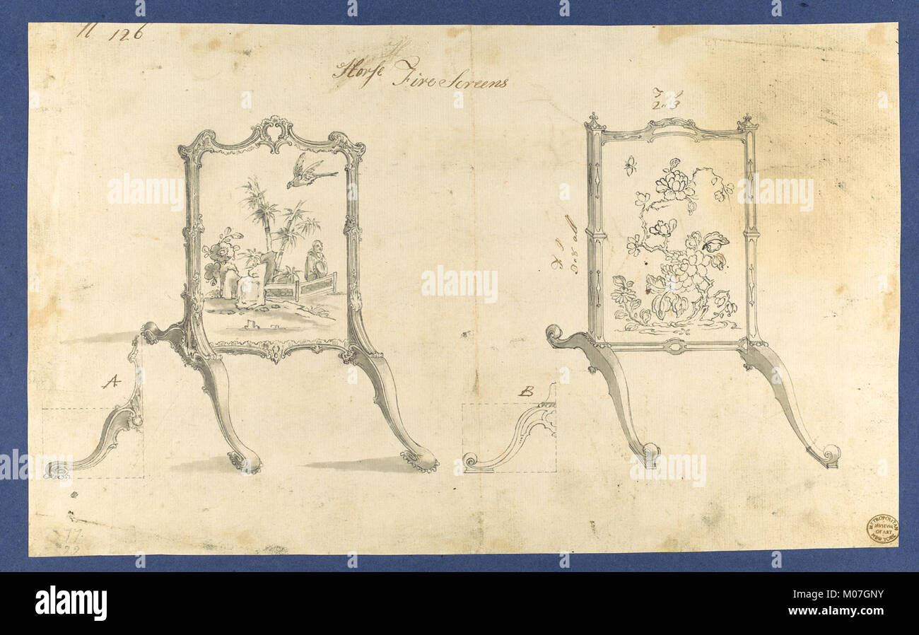 This illustration shows horse fire screens from Chippendale drawings ...