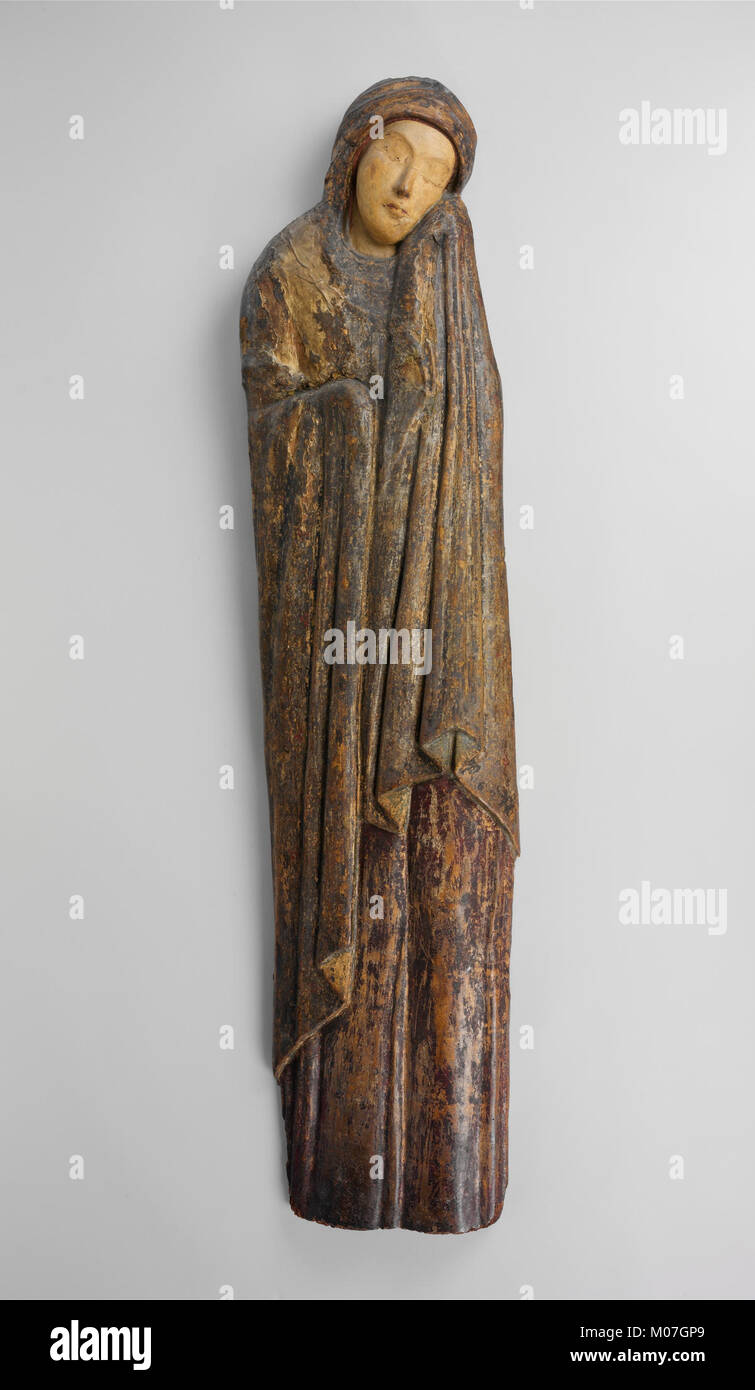 This depiction of the Mourning Virgin presents Mary in sorrow ...