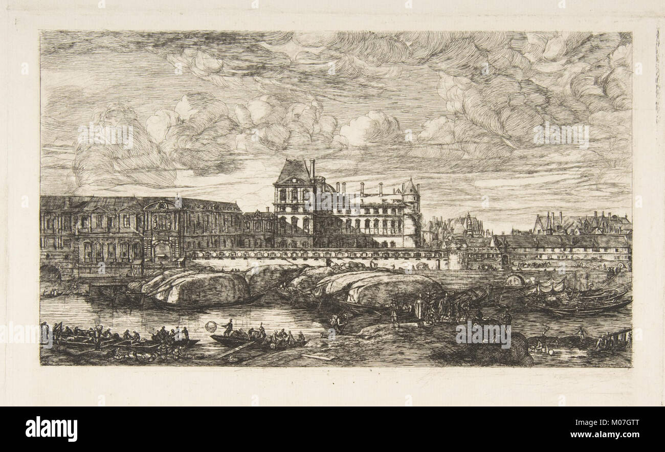 An image depicting the Old Louvre in Paris, based on an artwork by ...