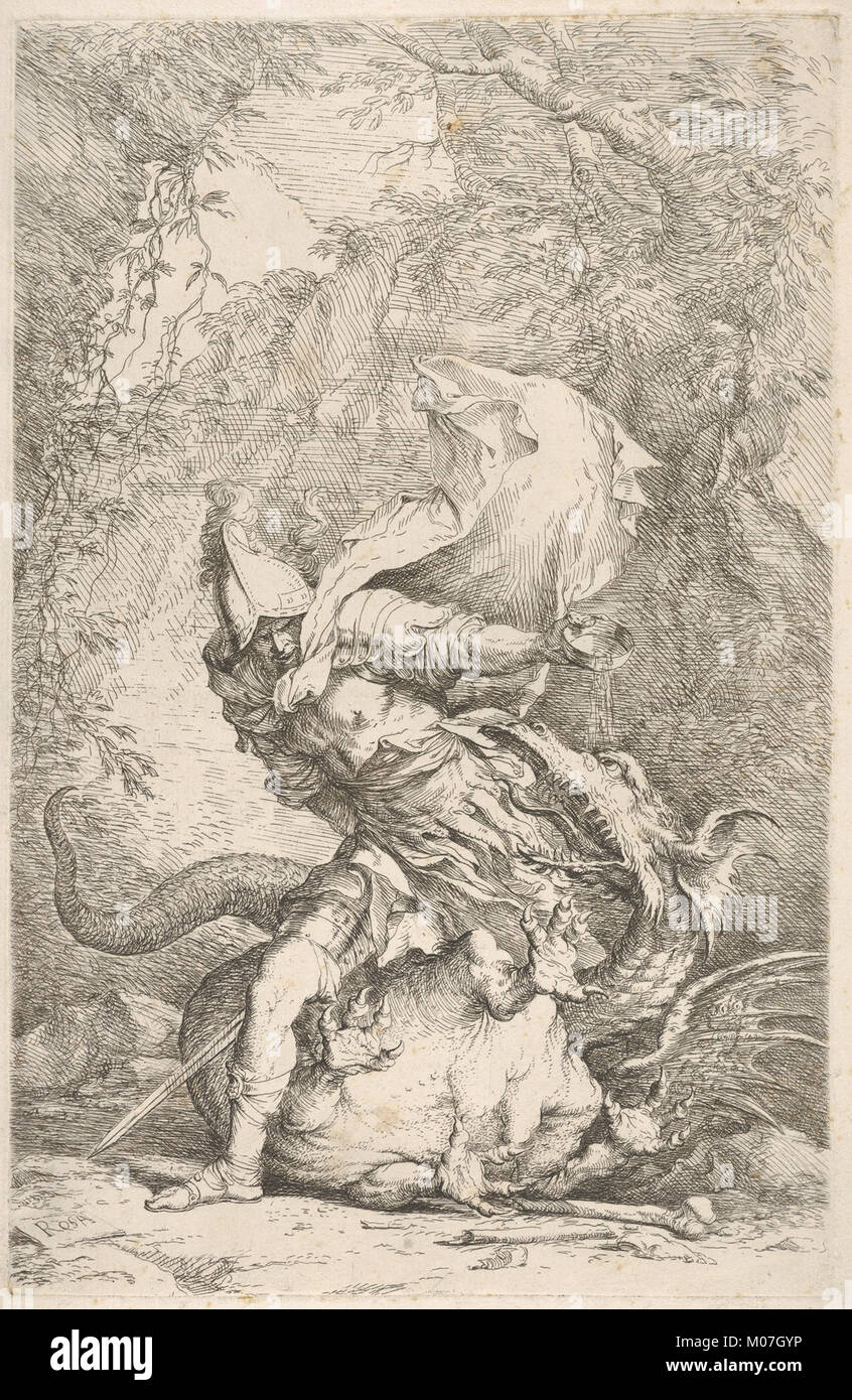 This artwork depicts the mythological scene of Jason and the Dragon. It ...
