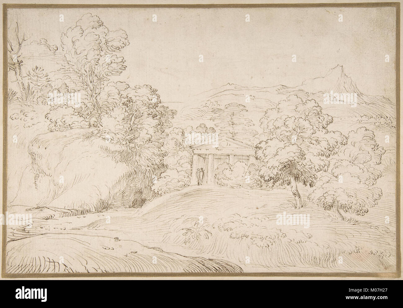 Landscape with a Pedimented Temple and Two Figures MET DP800027 Stock ...