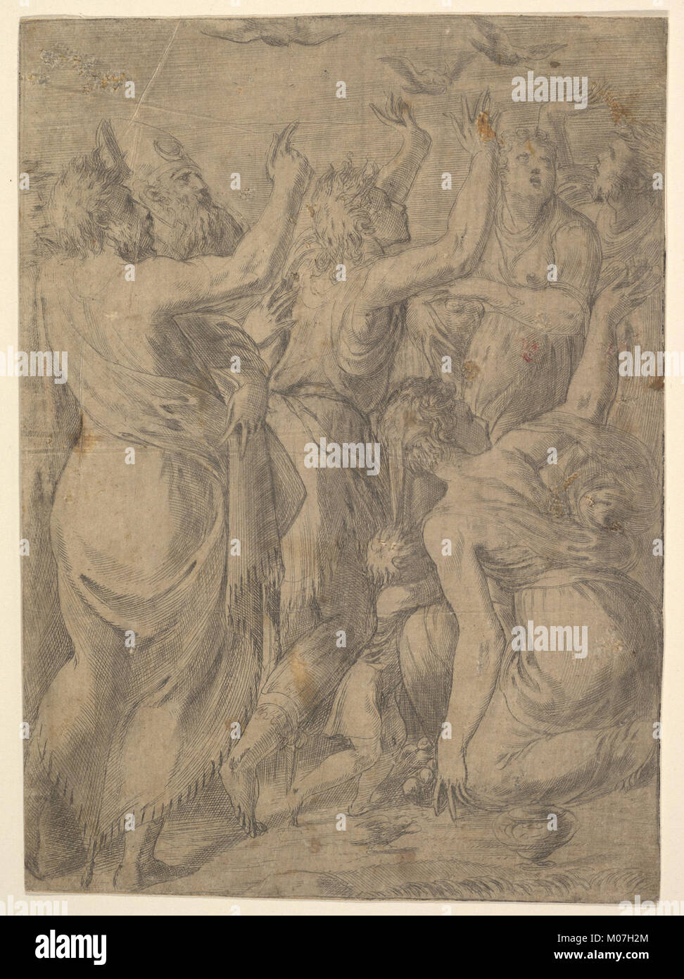 This depiction of Moses presenting the quails to the Israelites ...