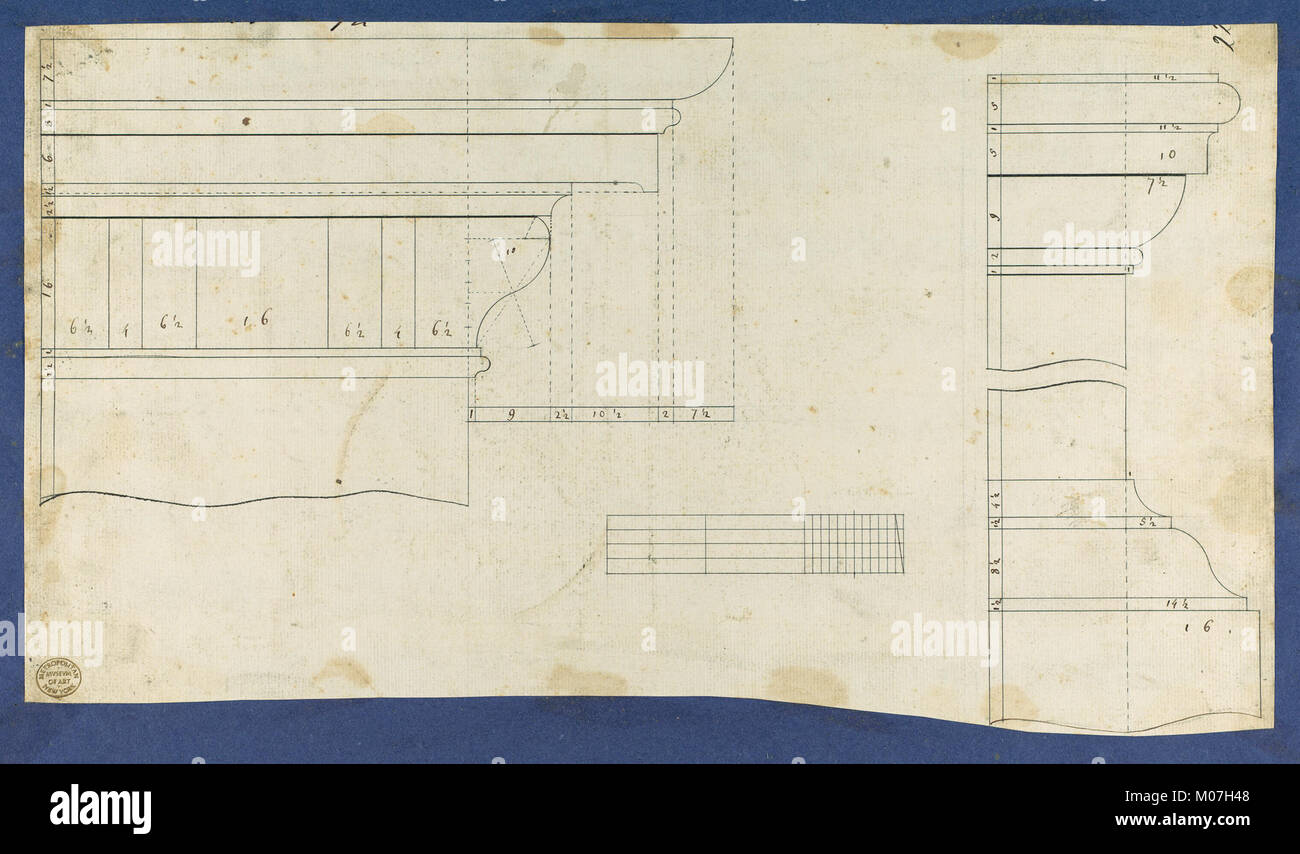 These moldings are part of a design for a Gothic-style library bookcase ...