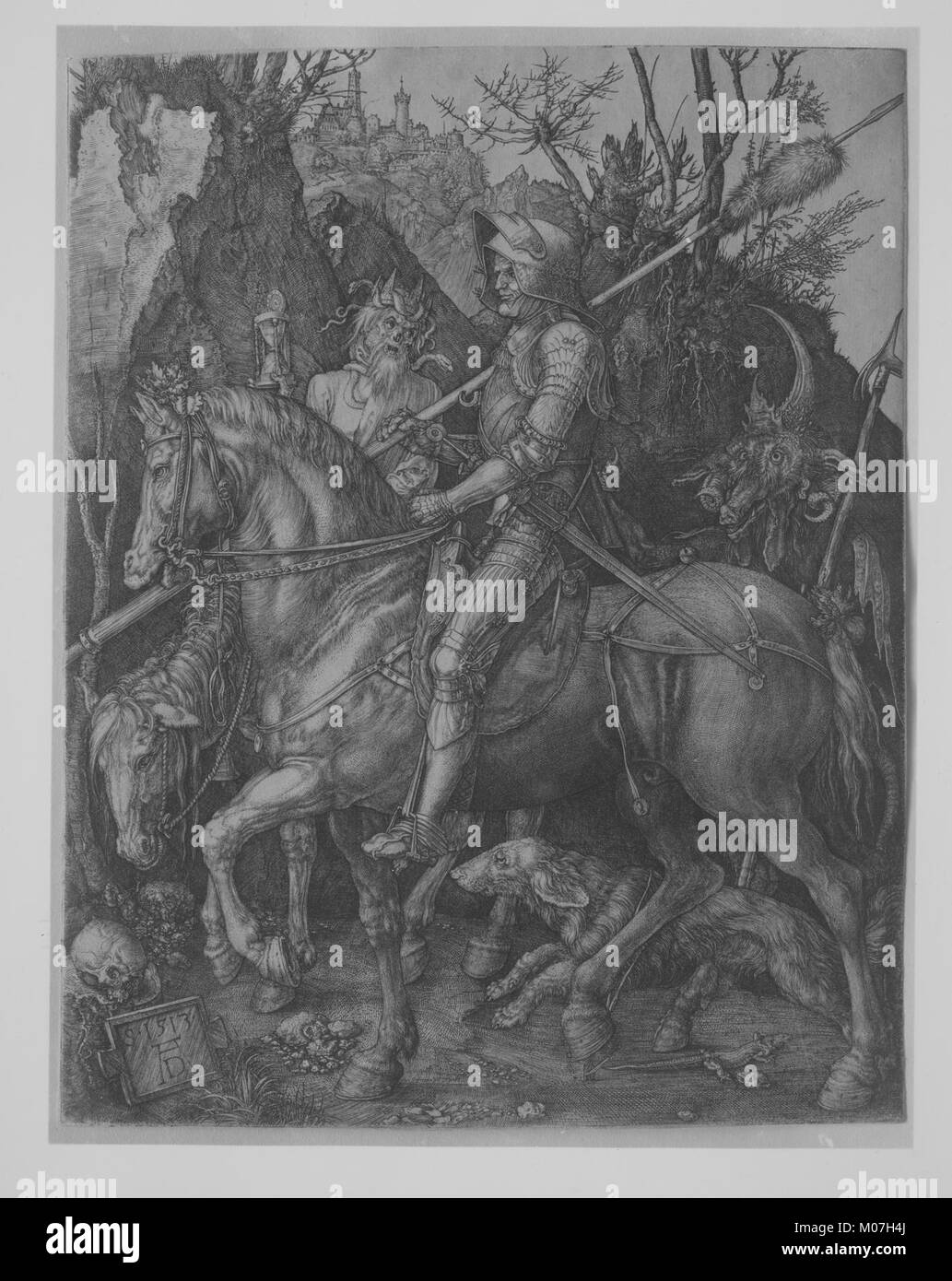 Knight and death and devil Black and White Stock Photos & Images - Alamy