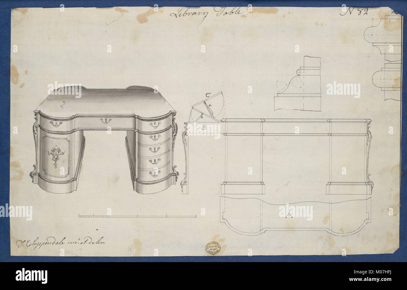 Library Table, from Chippendale Drawings, Vol. II MET DP104289 Stock ...