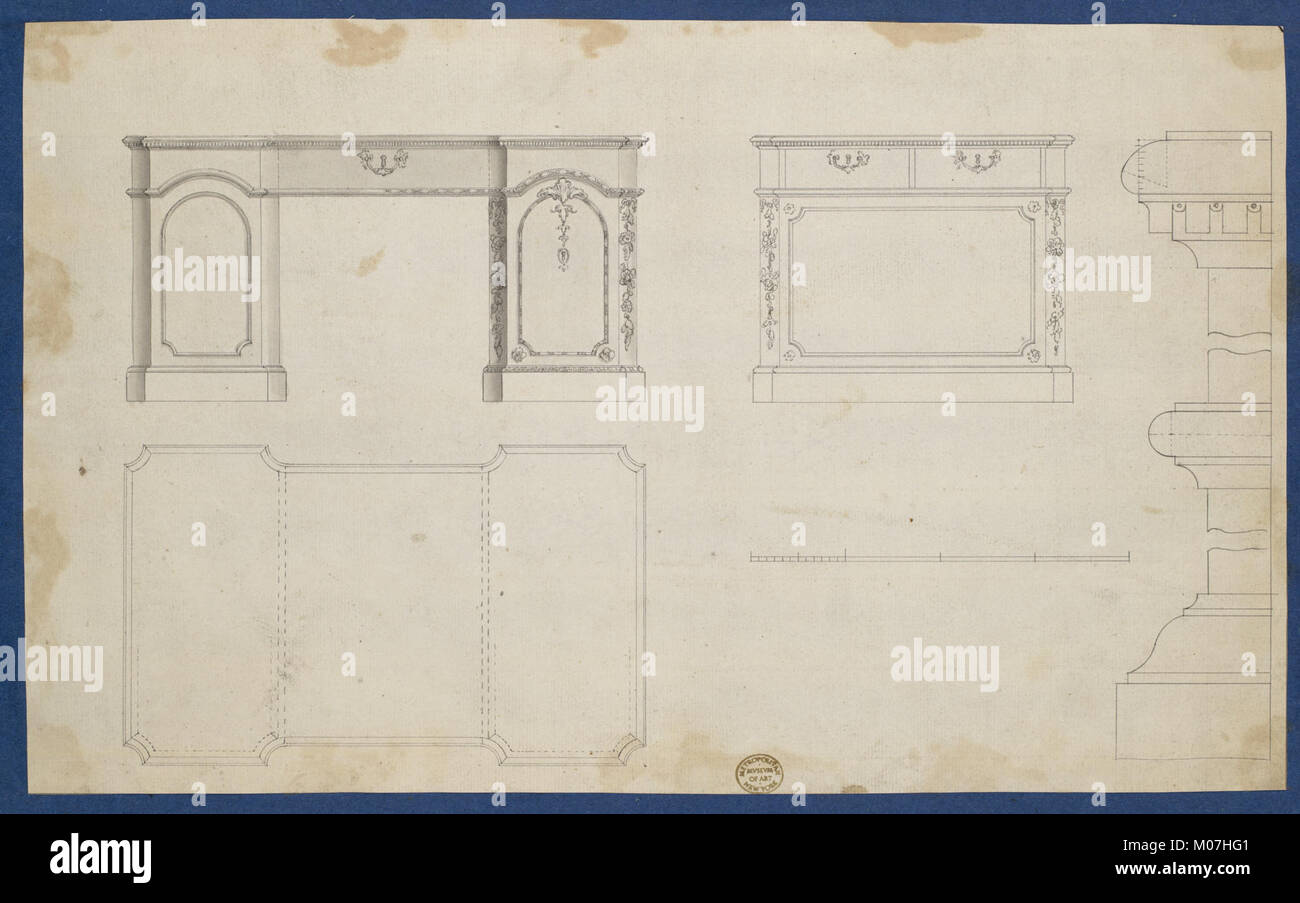 This drawing from Chippendale's designs features library tables. The ...