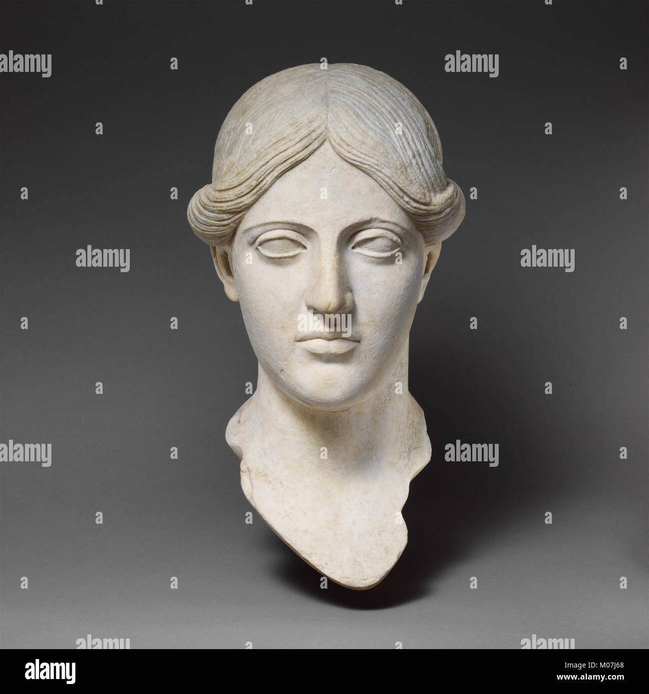 This marble head represents a classical example of sculptural ...