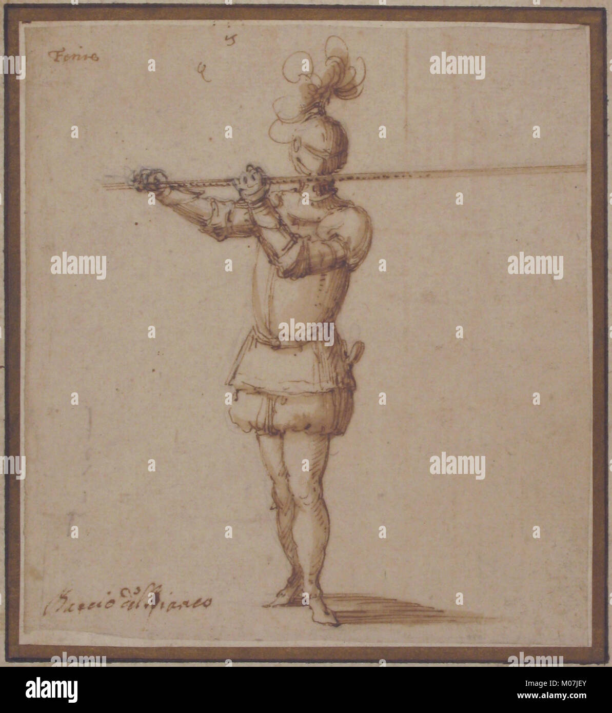 A knight with a lance, depicted in a moment of action. The artwork ...