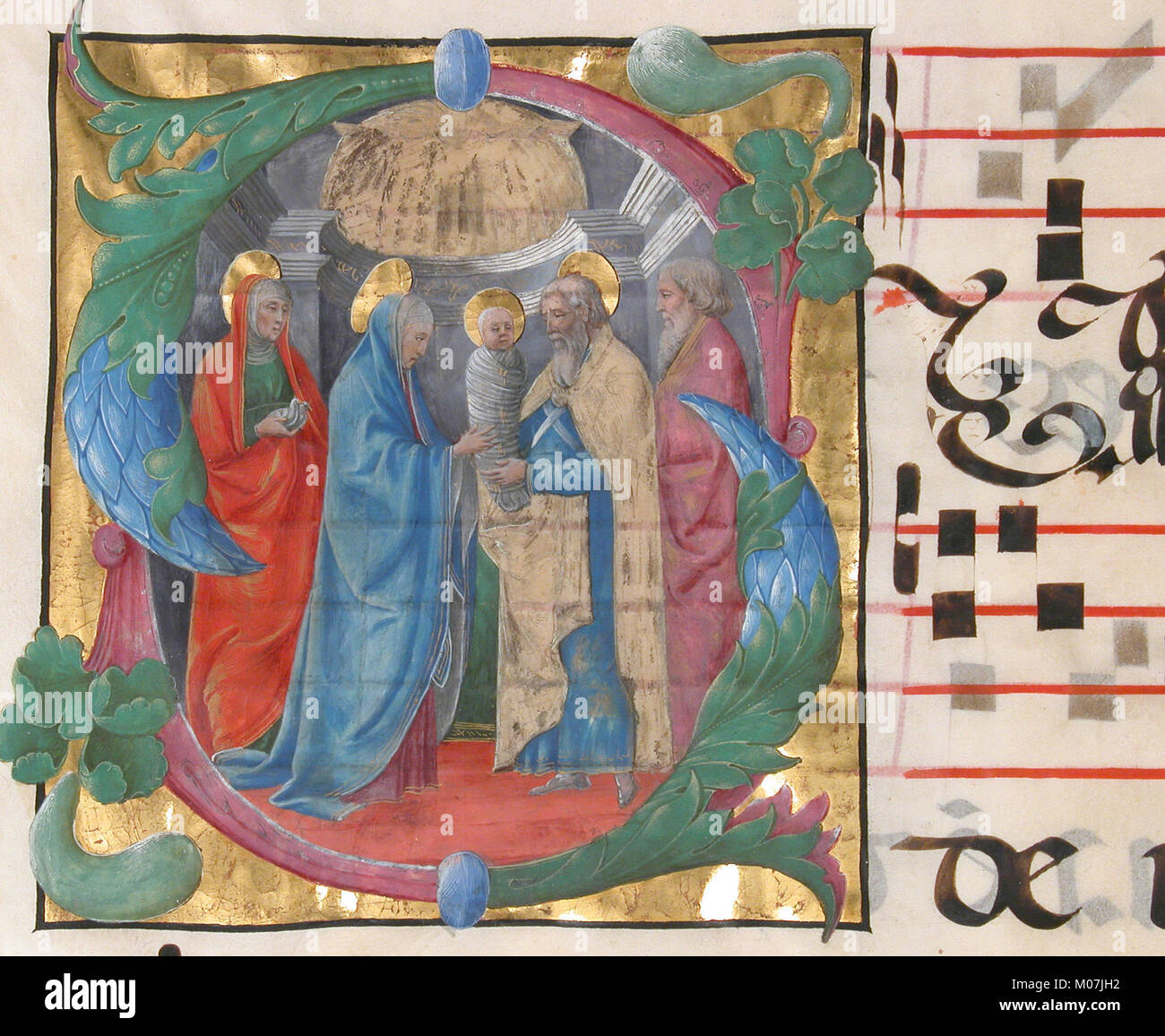 This manuscript illumination depicts the Presentation in the Temple ...