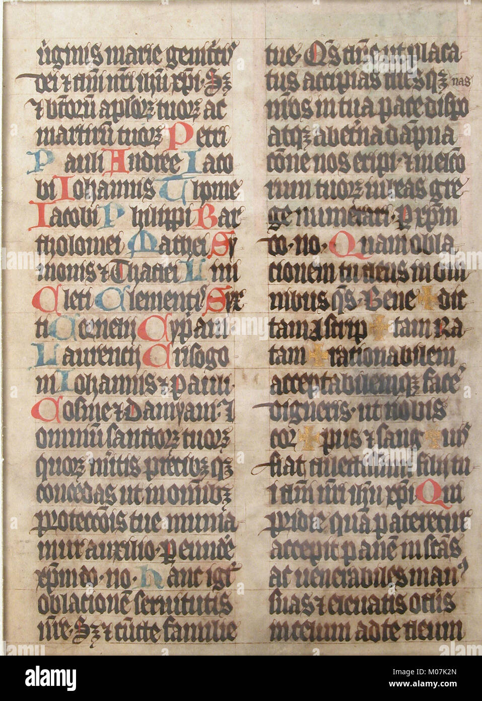 This manuscript leaf, from a missal, features a depiction of the Holy ...