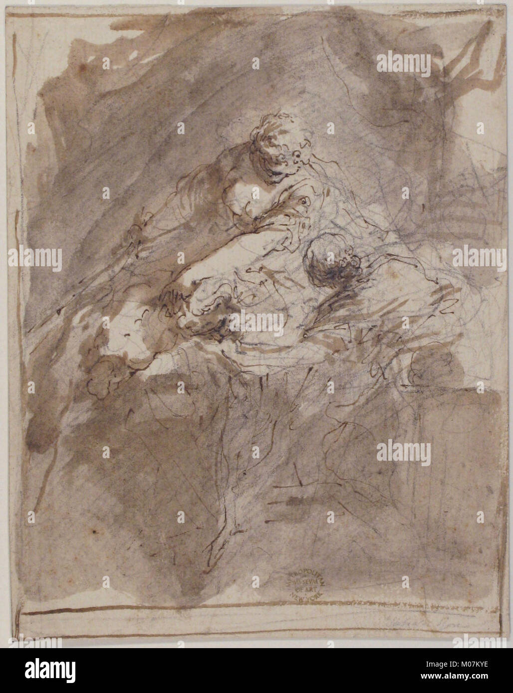 This dramatic painting captures the biblical scene of Judith ...