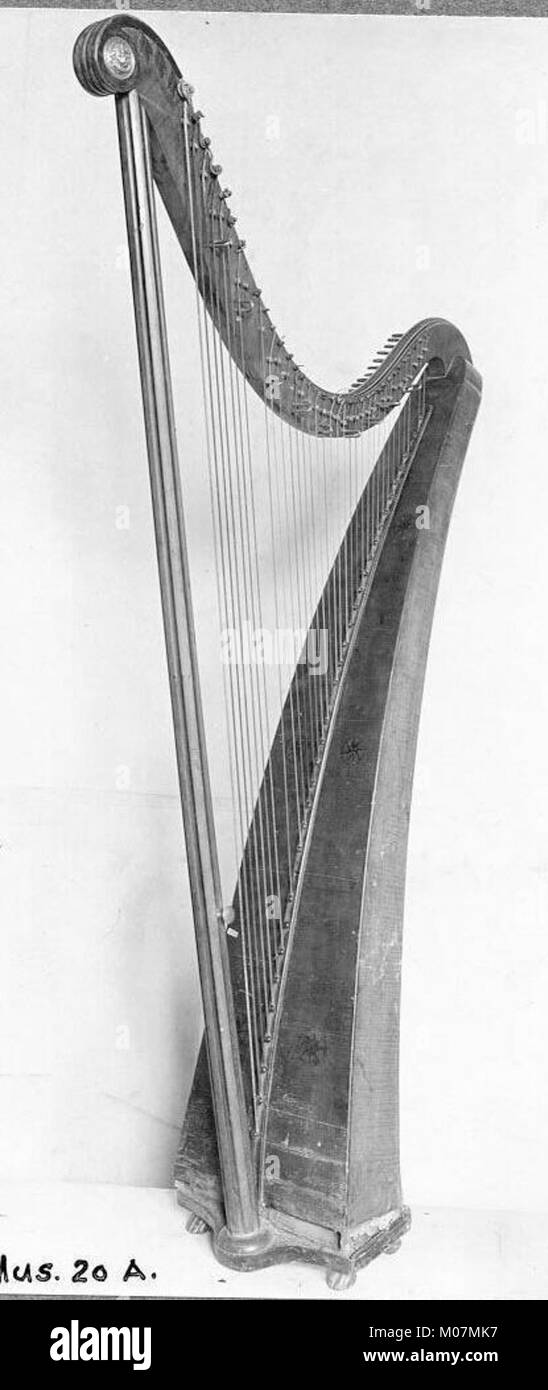 Hook harp, a musical instrument with a distinctive shape, used in ...
