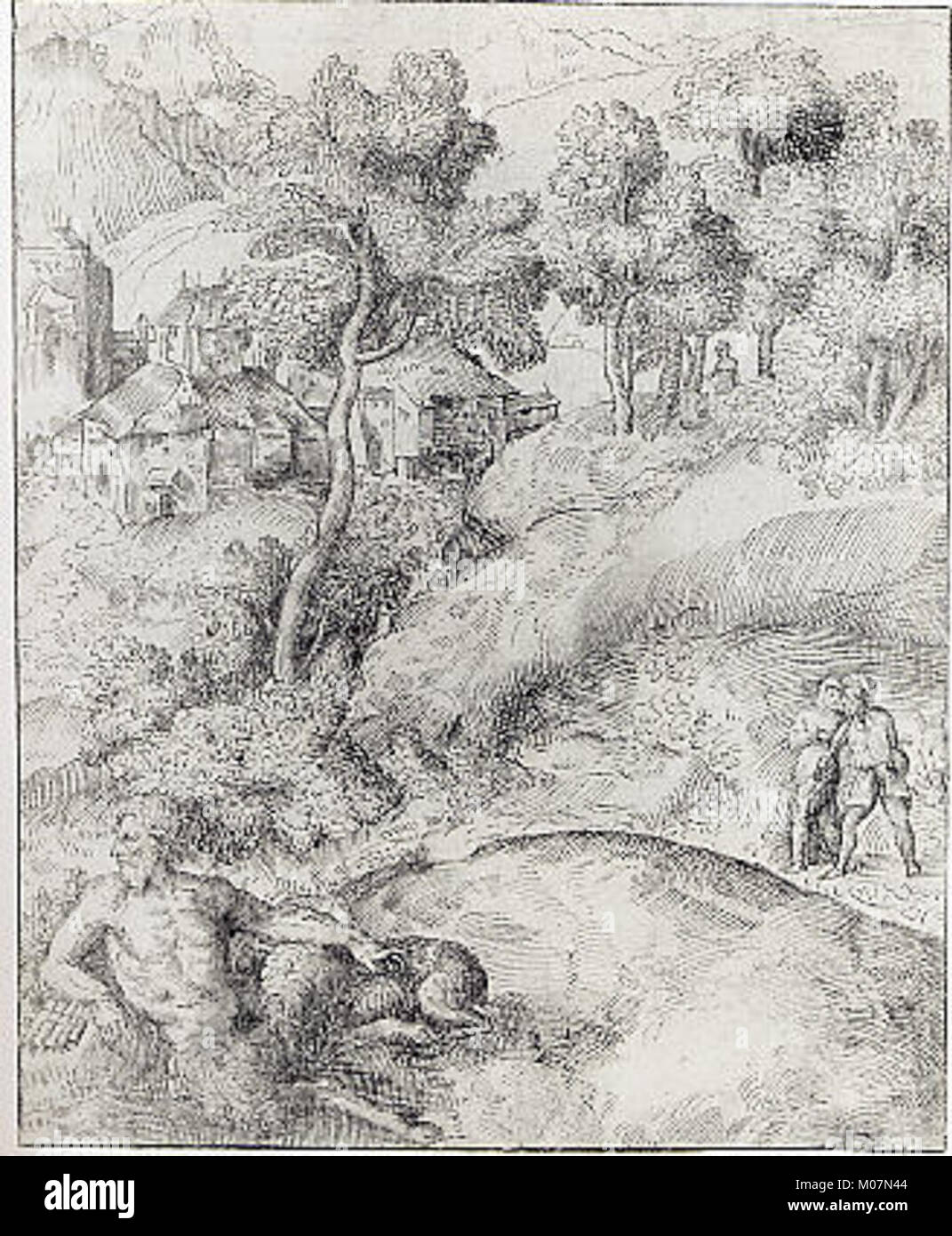 This painting, titled 'Landscape with a Satyr,' depicts a mythological ...