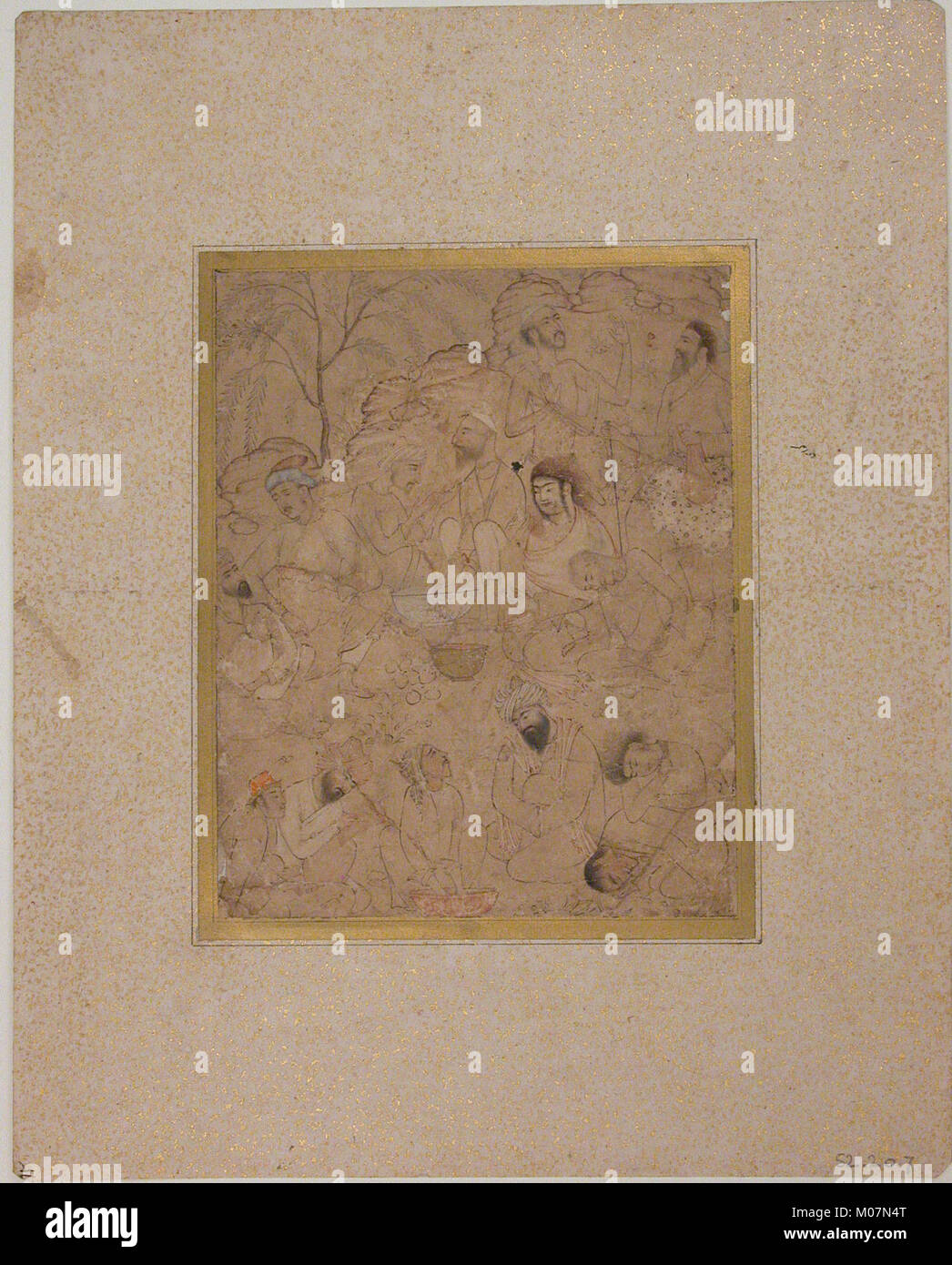 This artwork depicts men preparing an intoxicating substance in a rural ...