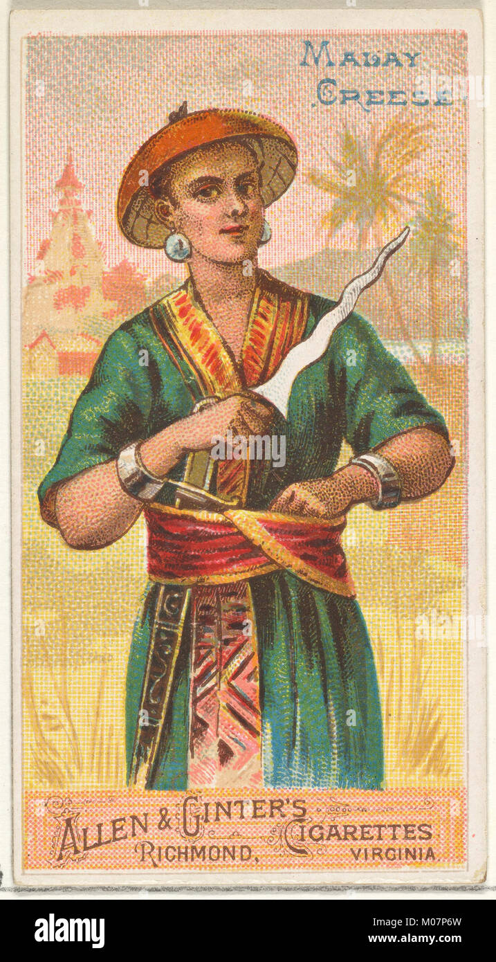 This trading card features a Malay creese, a traditional weapon, from ...