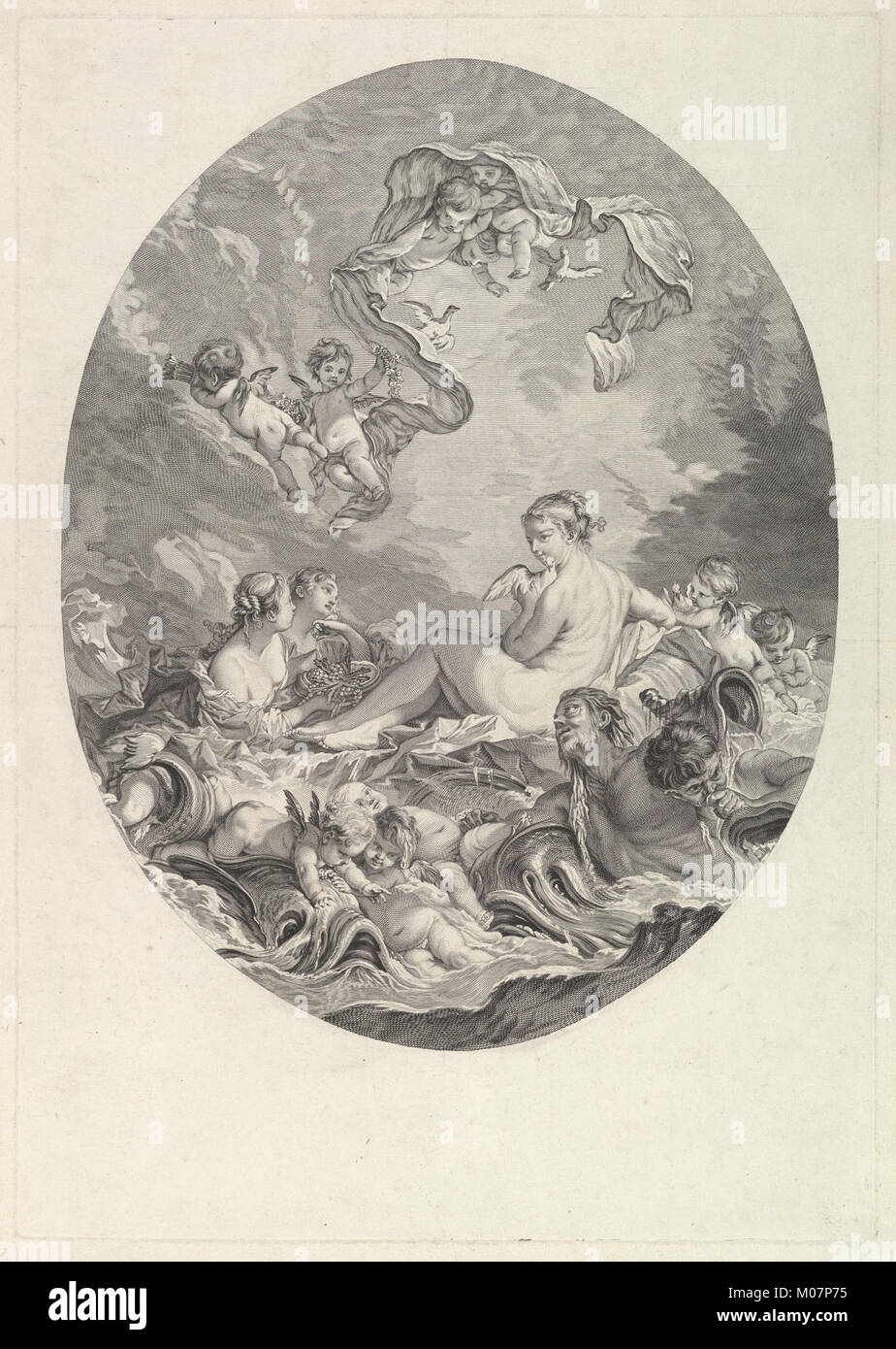 This artwork illustrates the mythological birth and triumph of Venus ...