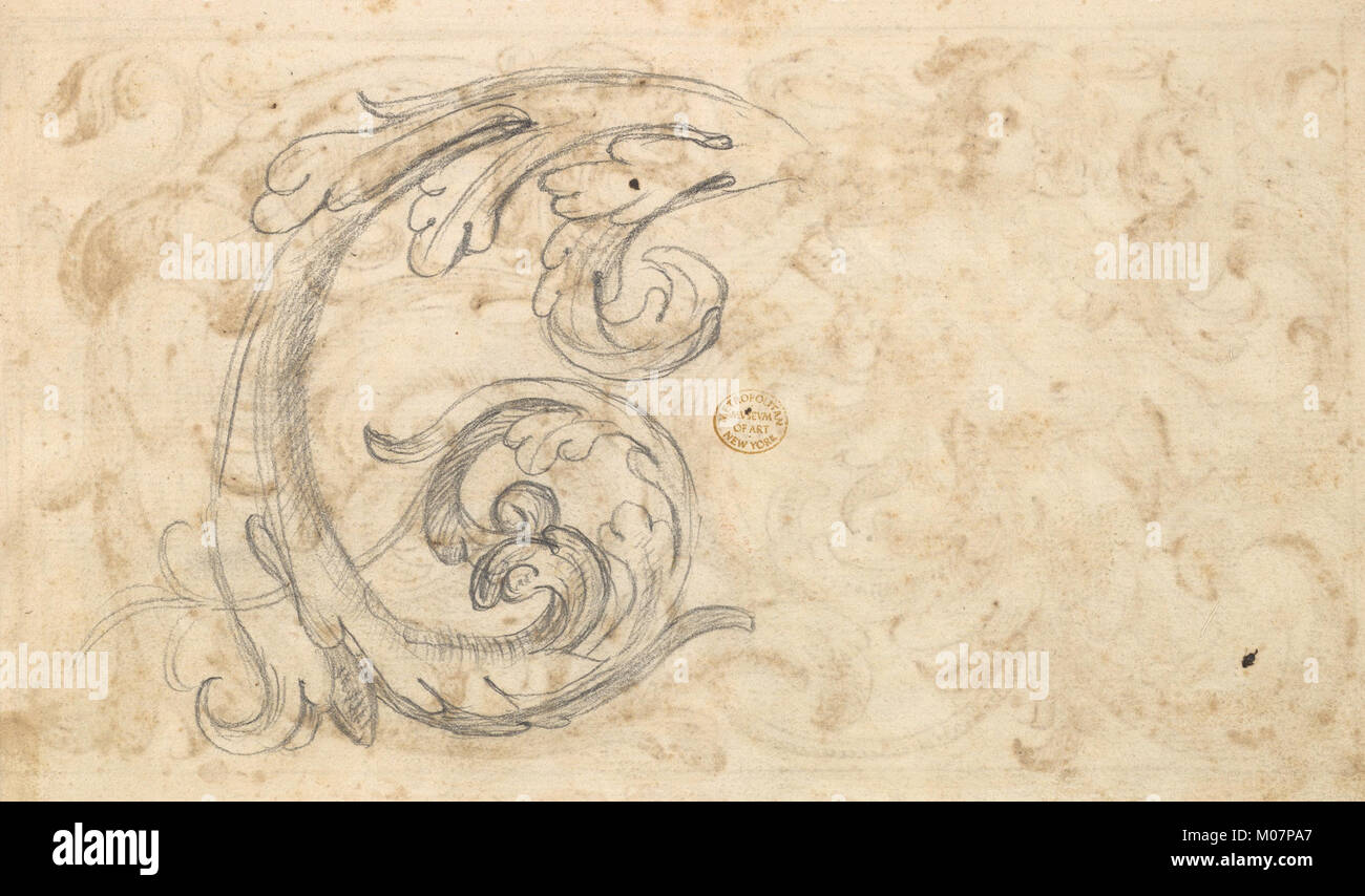 This horizontal panel depicts a young man and male sphinx amid acanthus ...