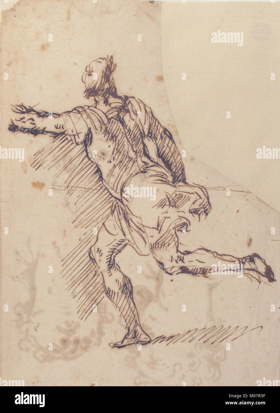 This drawing depicts a male figure in motion, showcasing the artist's ...