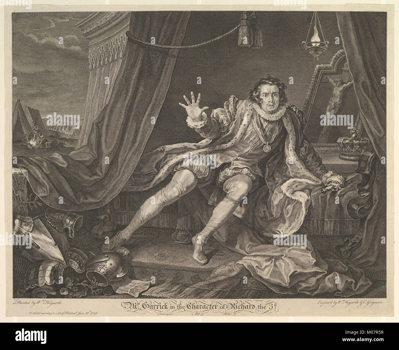 This portrait features Mr. Garrick, an actor known for his portrayal of ...