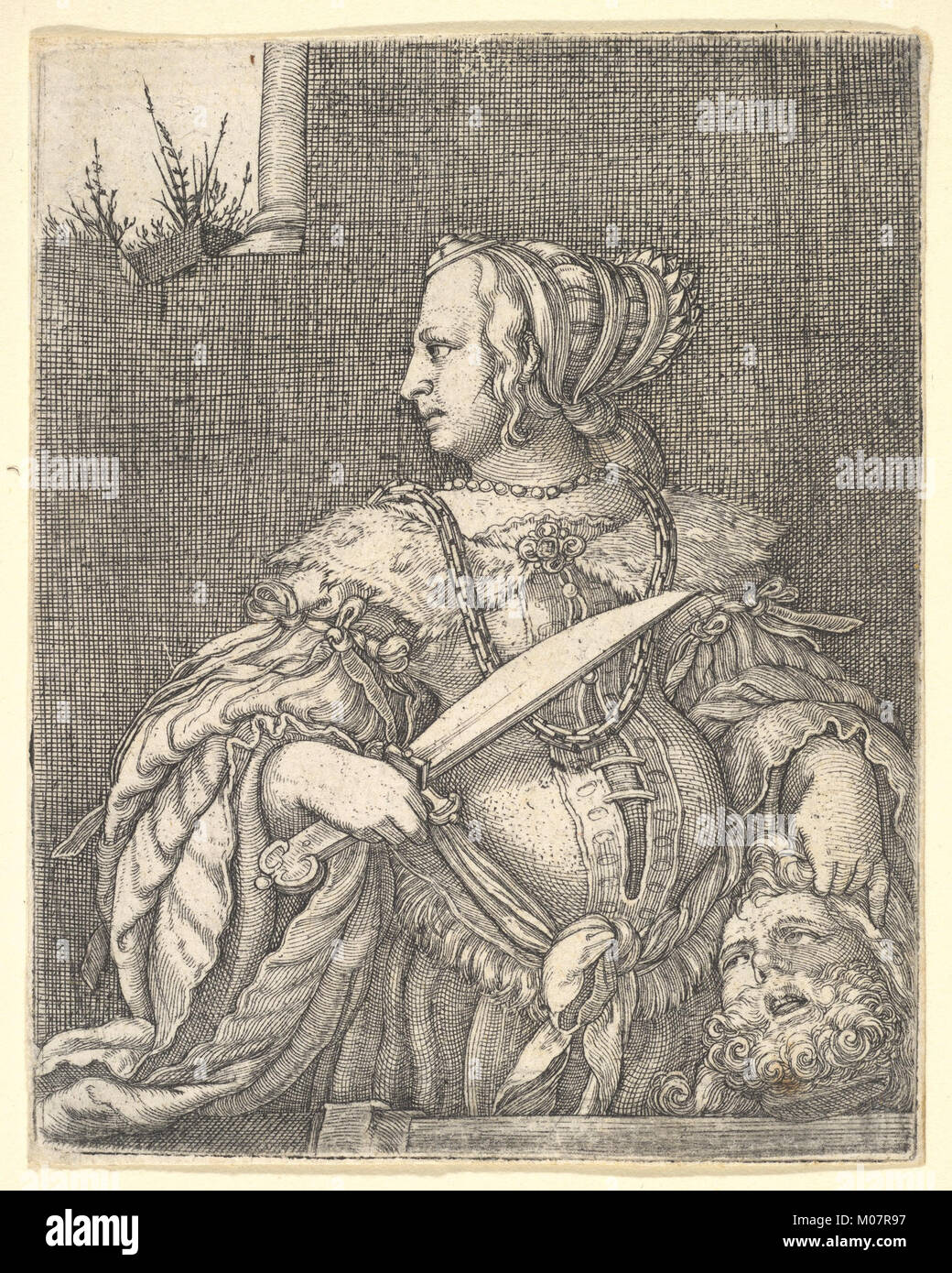 This depiction of Judith, a key figure from biblical lore, captures the ...
