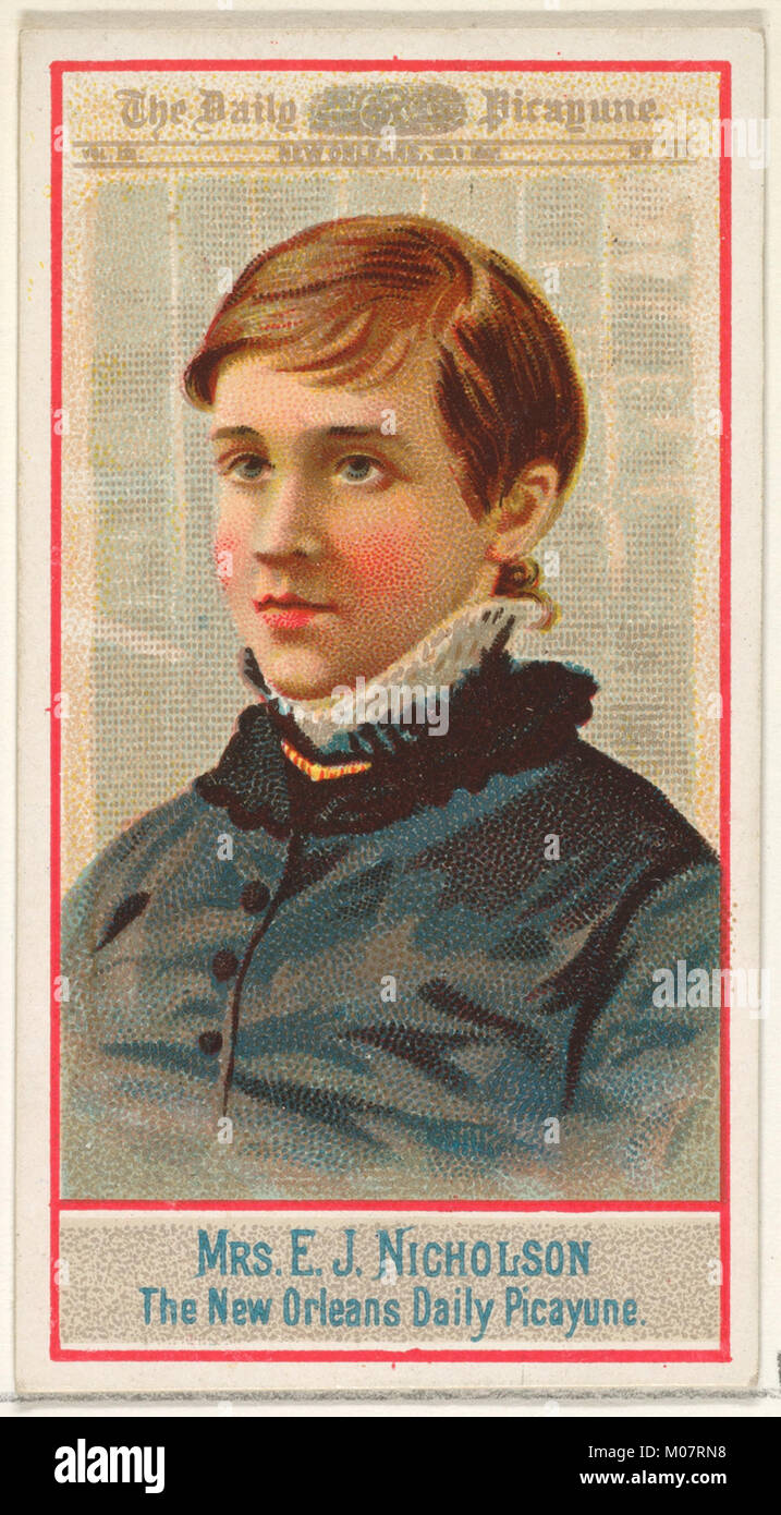 This card depicts Mrs. E.J. Nicholson from the American Editors series ...