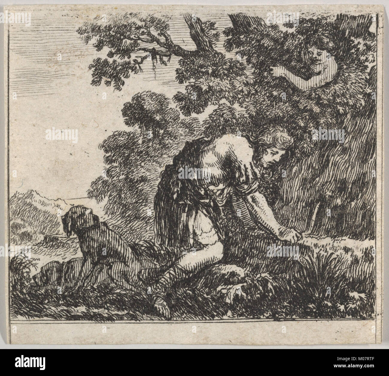 This artwork depicts the mythological story of Narcissus, part of the ...