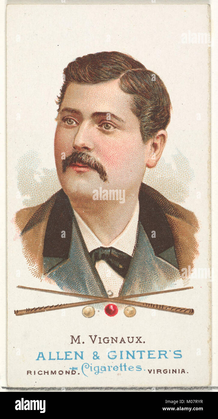 A trading card featuring Maurice Vignaux, a billiard player, from the ...