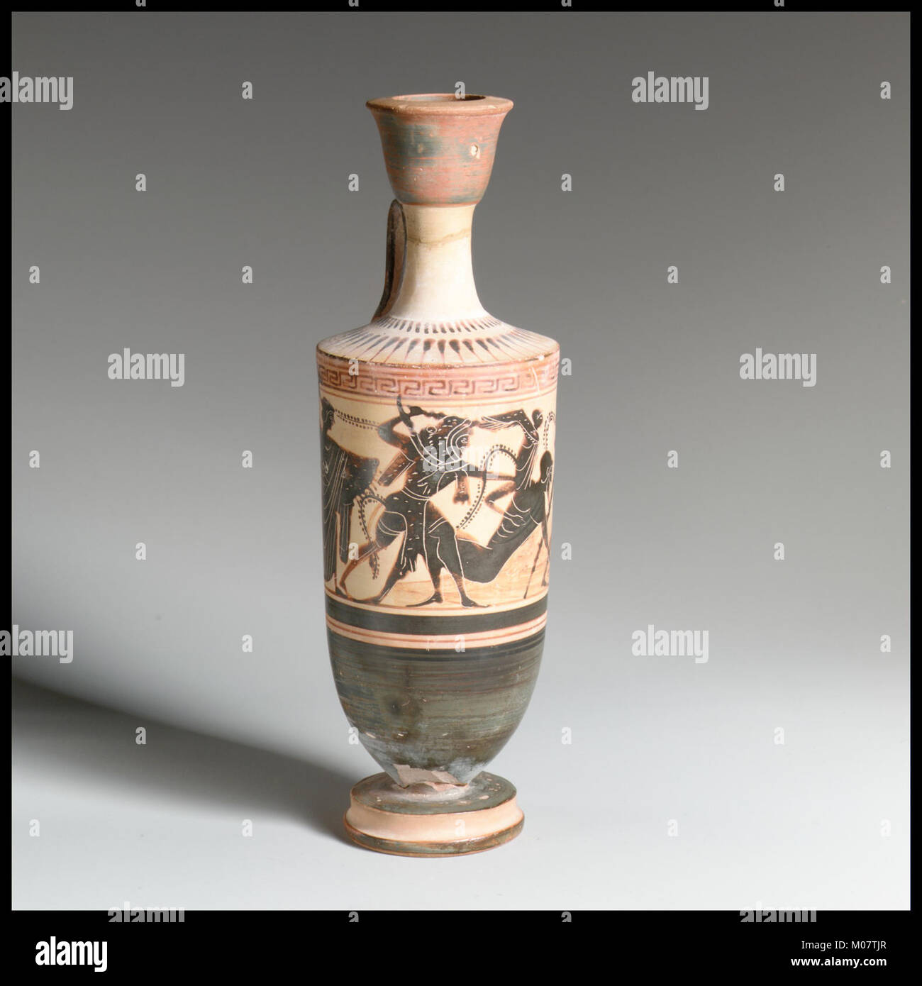 This ancient Greek lekythos is a ceramic vessel for oils or perfumes ...