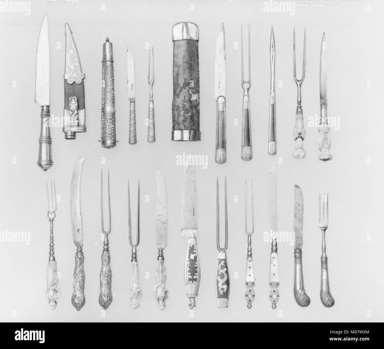 This knife and fork set illustrates fine metalwork craftsmanship ...