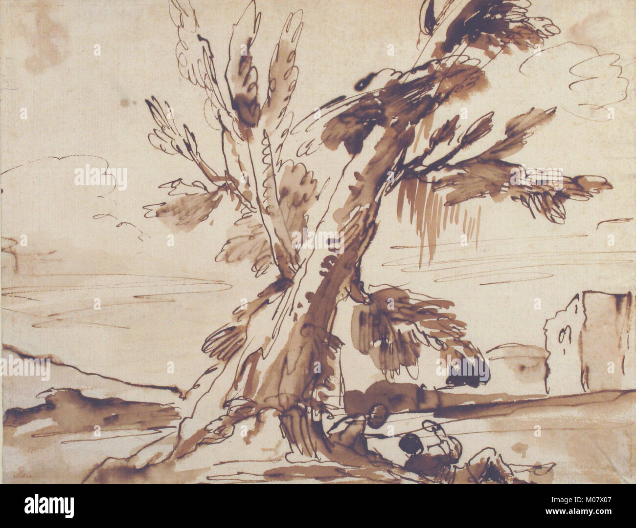 Landscape with Two Men Under a Tree. MET 1992.303 Stock Photo - Alamy