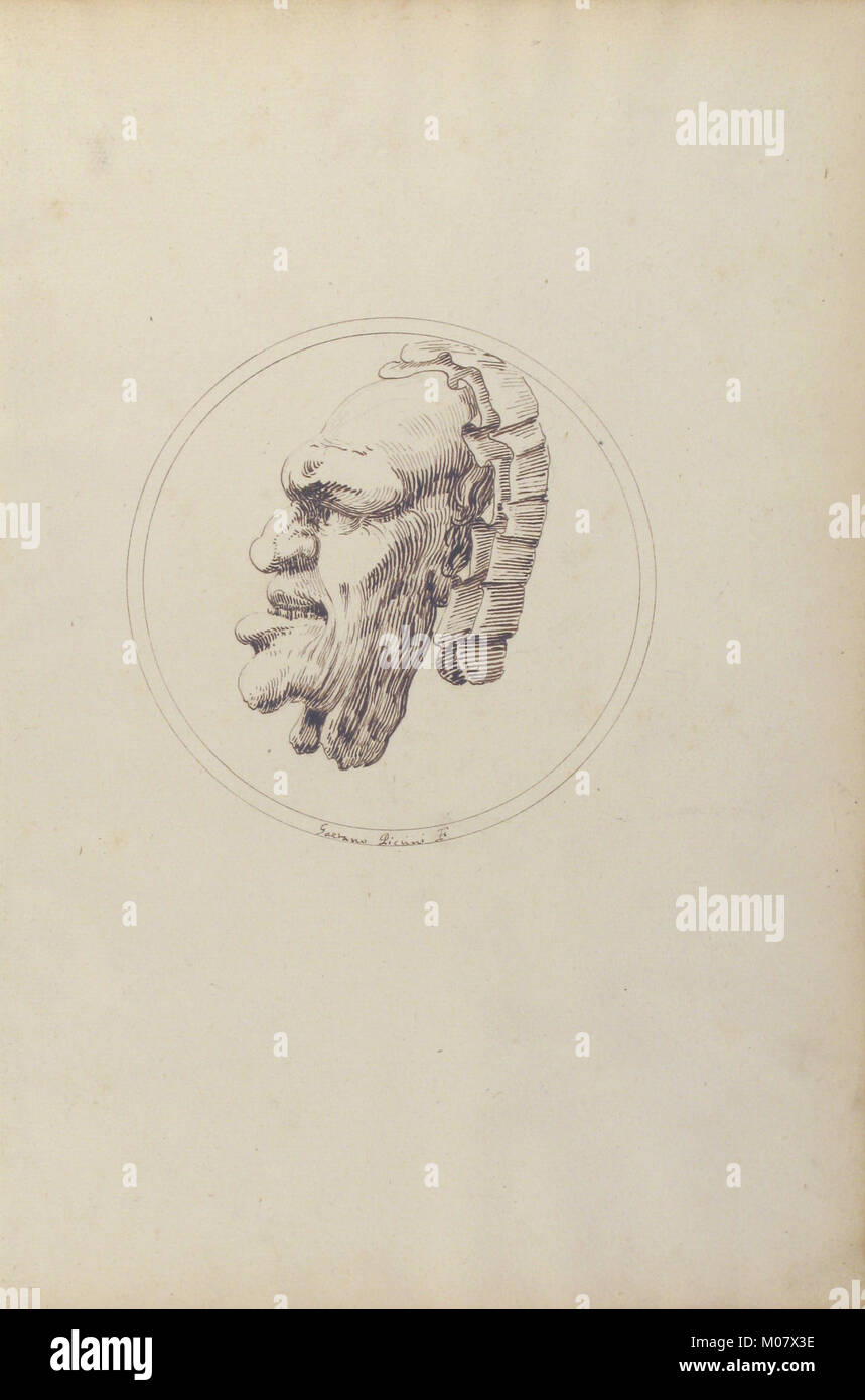 This human mask, designed in a circular frame, features detailed facial ...