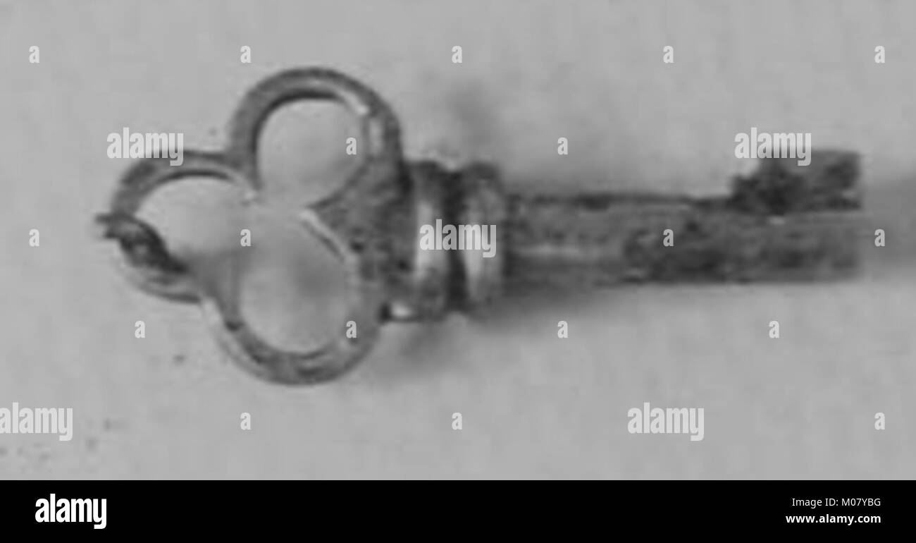 An ancient key, possibly used in locking mechanisms or as a symbol of ...