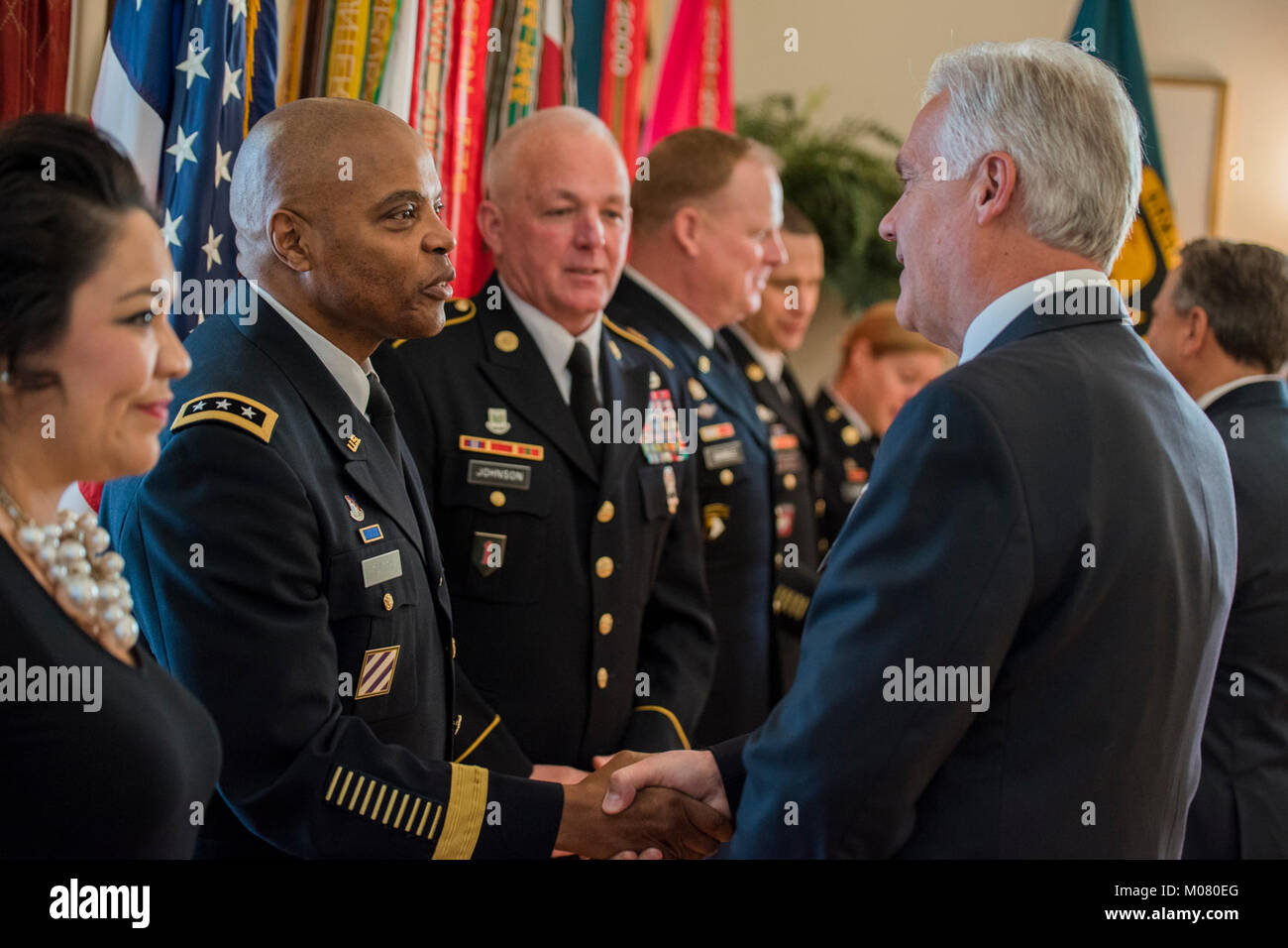 Lt. Gen. Stephen Twitty, commanding general, First Army, greets ...
