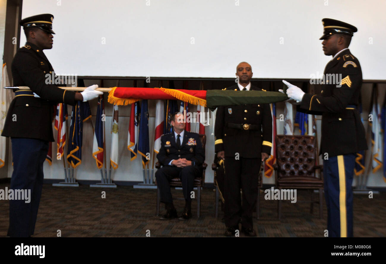Color Guard members unfurl the general officer's flag for Brig. Gen ...