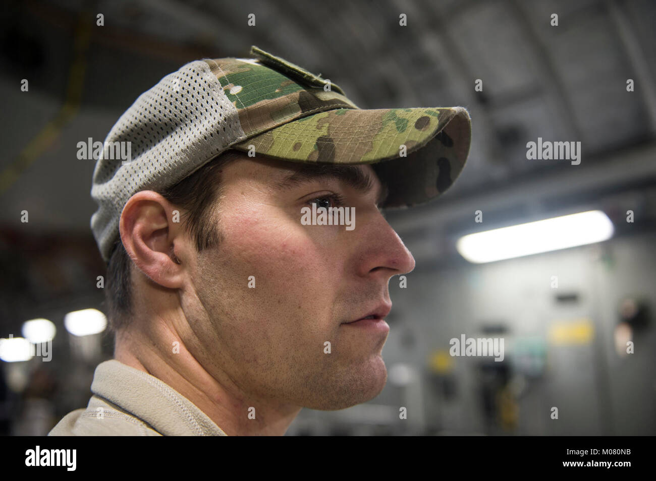 A U.S. Air Force C-17 Globemaster III loadmaster, assigned to the 816th ...